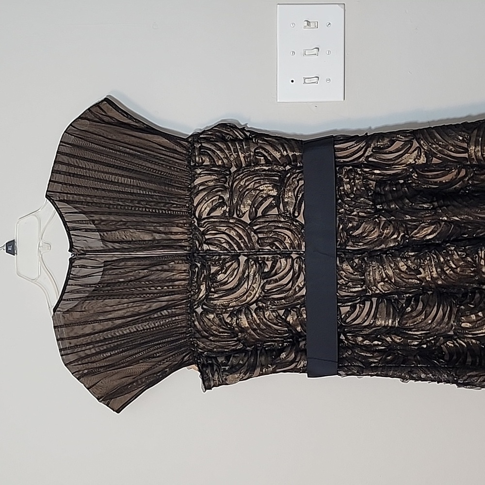 Tadashi Shoji Black Lace Evening Coctail Midi Dress S… - Gem